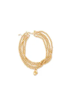 KENNETH JAY LANE Bead & Nugget Pendant Necklace - Gold