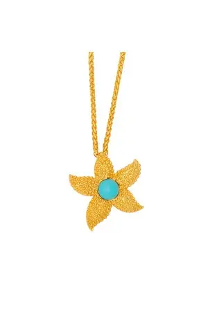 KENNETH JAY LANE Turquoise Starfish Pendant Chain Necklace - Gold