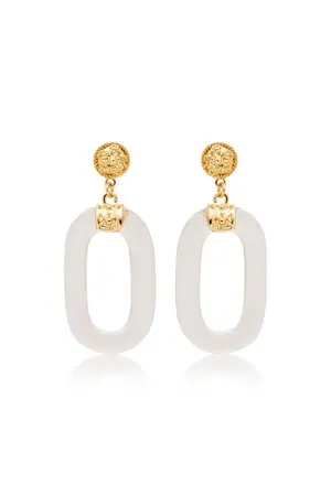 KENNETH JAY LANE Polished And Resin Drop Earrings - Gold