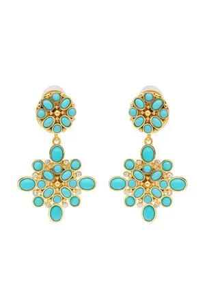 KENNETH JAY LANE Kenneth Jay Lane Gold-Plated Turquoise Drop Clip-On Earrings
