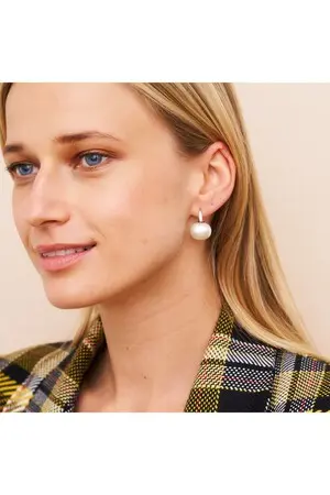 KENNETH JAY LANE Rhodium & Rhinestone Pearl Drop Earrings