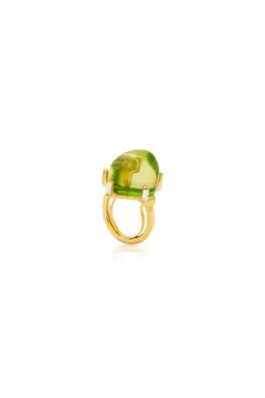 KENNETH JAY LANE Peridot Nugget Adjustable Ring - Gold