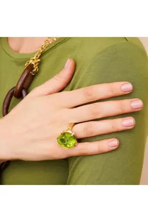 KENNETH JAY LANE Peridot Nugget Adjustable Ring