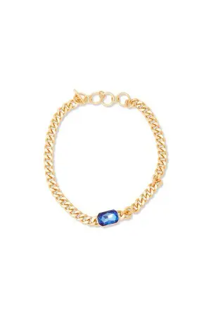 KENNETH JAY LANE Sapphire Octagon Chain Necklace - Gold