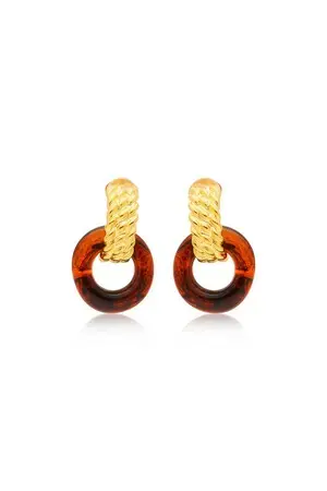 KENNETH JAY LANE Tone & Tortoise Clip-on Earrings - Gold
