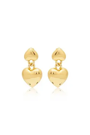 KENNETH JAY LANE Tone Heart Drop Clip On Earrings - Gold