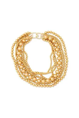 KENNETH JAY LANE Seven Row Beaded Necklace - Gold