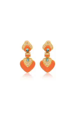 KENNETH JAY LANE Aquamarine Heart Drop Clip On Earrings - Coral