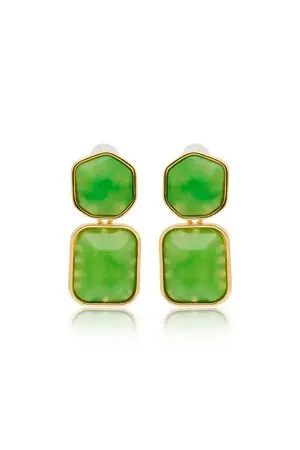 KENNETH JAY LANE Jade Stone Drop Earrings - Green