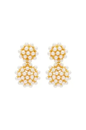 KENNETH JAY LANE Pearl Cluster Drop Clip On Earrings - Lime