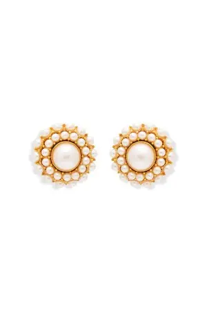 KENNETH JAY LANE Pearl Cluster Clip On Earrings - Natural