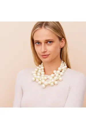 KENNETH JAY LANE Pearl Cluster Drop Necklace