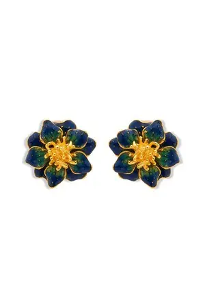 KENNETH JAY LANE Enamel Flower Clip On Earrings - Blue