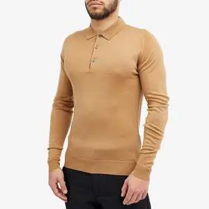 John Smedley Long Sleeve Belper Merino Knit Polo Shirt