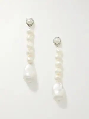 Agmes Emmanuel Recycled Pearl Drop Earrings - Silver