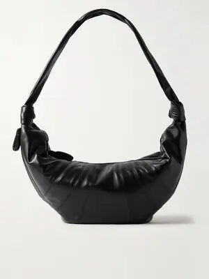 LEMAIRE Croissant Large Paneled Leather Shoulder Bag - Black