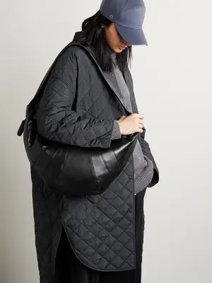LEMAIRE Croissant Large Paneled Leather Shoulder Bag - Black