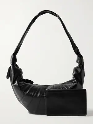 LEMAIRE Croissant Large Paneled Leather Shoulder Bag - Black