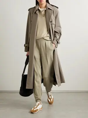 Loro Piana Pleated Cashmere Tapered Pants - Neutrals