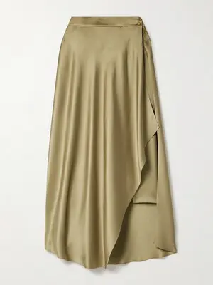 Loro Piana Layered Silk-satin Midi Skirt - Neutrals