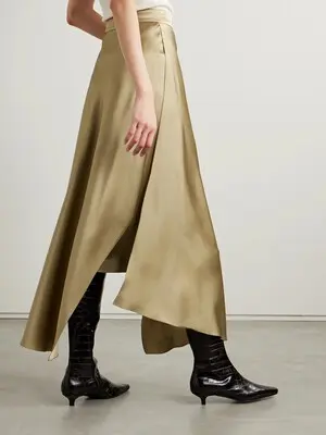 Loro Piana Layered Silk-satin Midi Skirt