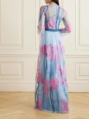 Costarellos Jezebel Sequin-embellished Embroidered Tulle Gown