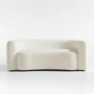 Crate & Barrel Hugger Curved Boucle Apartment Sofa By Leanne Ford - White