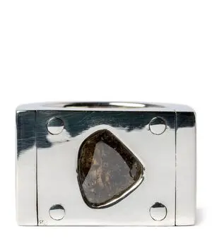 PARTS OF FOUR Polished Sterling And Diamond Plate Ring