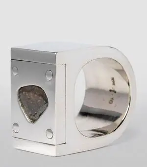 PARTS OF FOUR Polished Sterling And Diamond Plate Ring