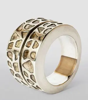 PARTS OF FOUR Polished Sterling And Diamond Crevice Ring