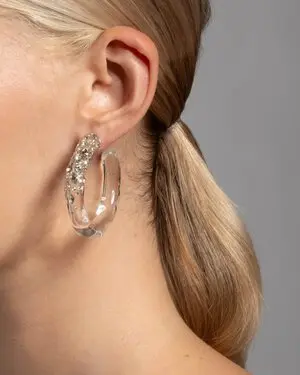 Alexis Bittar Confetti Crystal Hoop Earrings - Clear