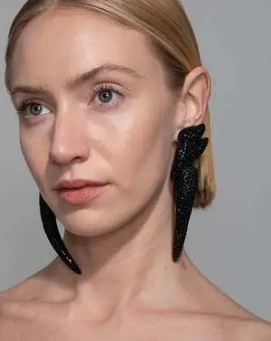 Alexis Bittar Liquid Lucite Pave Wave Clip-on Earrings - Black