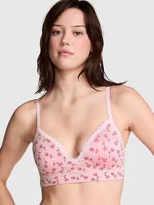 Pink Comfort Seamless Push-up Wireless Bralette Floral