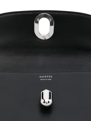 Savette Tondo Crescent Leather Crossbody Bag - Black