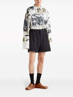 Prada Fringe-detail Graphic-print Shirt
