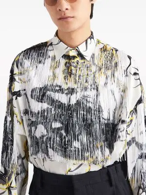 Prada Fringe-detail Graphic-print Shirt
