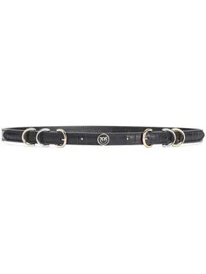 Pinko Crocodile-effect Leather Belt - Black