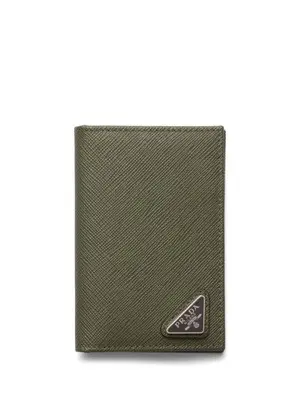 Prada Logo-plaque Saffiano Leather Wallet - Green