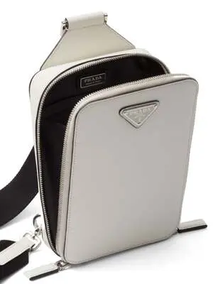 Prada Brique Leather Messenger Bag - White