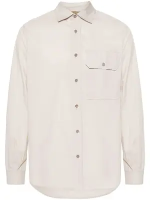 TEN C Classic-collar Poplin Shirt - Neutrals