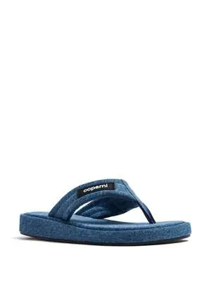 Coperni Logo Appliqué Denim Flip-flops
