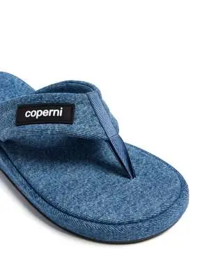 Coperni Logo Appliqué Denim Flip-flops