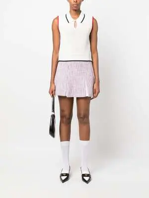 Thom Browne Tweed Seersucker Pleated Mini Skirt - White