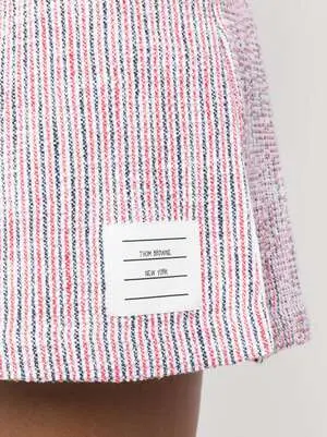 Thom Browne Tweed Seersucker Pleated Mini Skirt - White