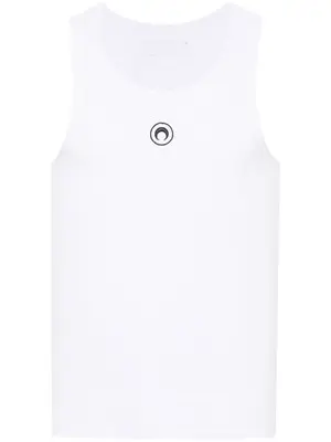 MARINE SERRE Crescent Moon-embroidered Tank Top - White