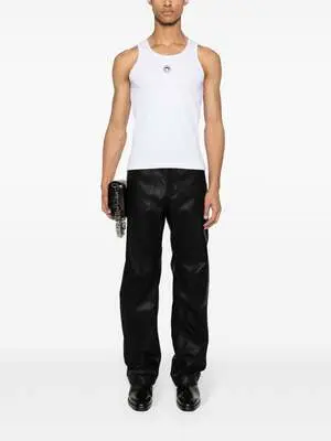 MARINE SERRE Crescent Moon-embroidered Tank Top - White