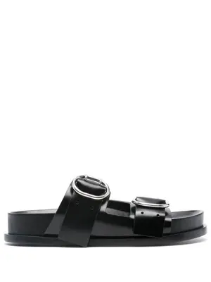 JIL SANDER Buckled Leather Sandals - Black