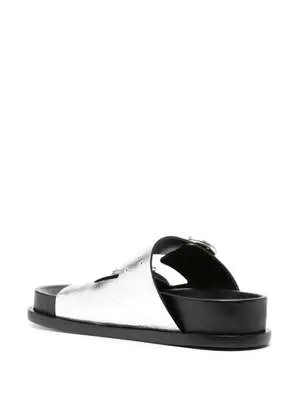 JIL SANDER Double-buckle Leather Sandals - Silver