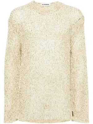 JIL SANDER Open-knit Appliqué-logo Jumper - Yellow