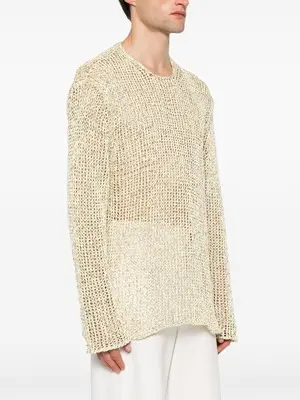JIL SANDER Open-knit Appliqué-logo Jumper - Yellow
